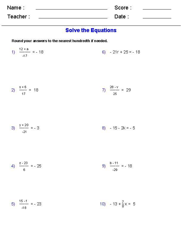 Printable Two Step Equations Worksheets GoodWorksheets