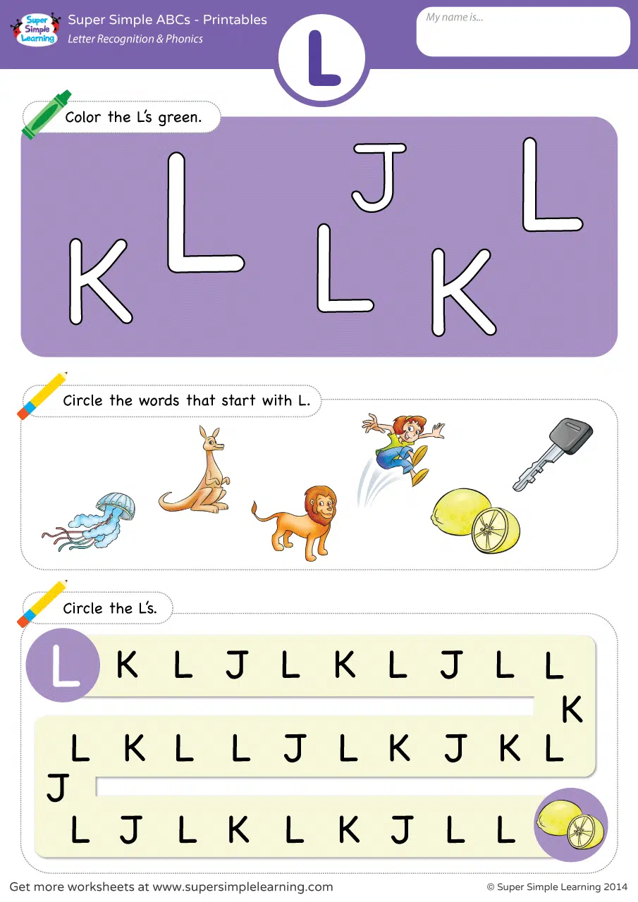 Printable Letter L Recognition Worksheets - GoodWorksheets